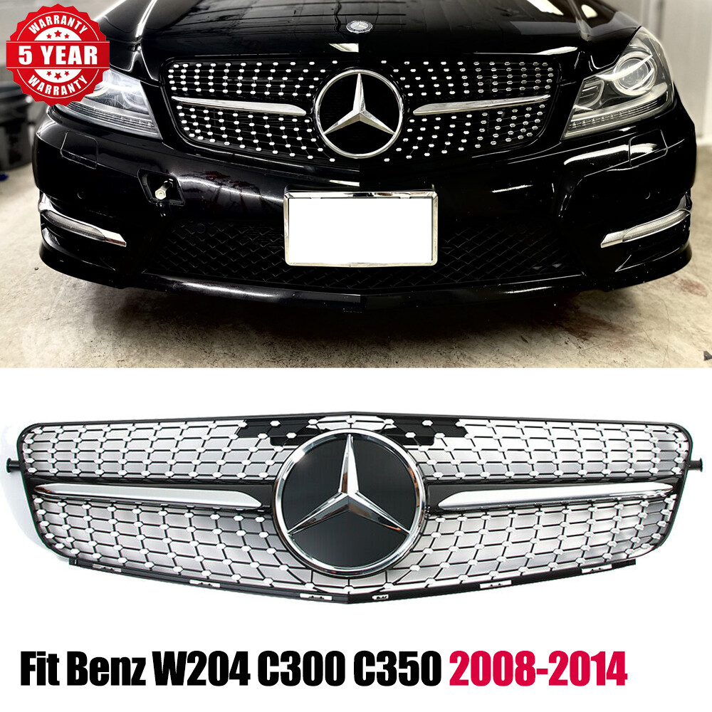 For 2008-2014 Mercedes W204 C300 C350 Front Bumper Grille W/Star Upper ...