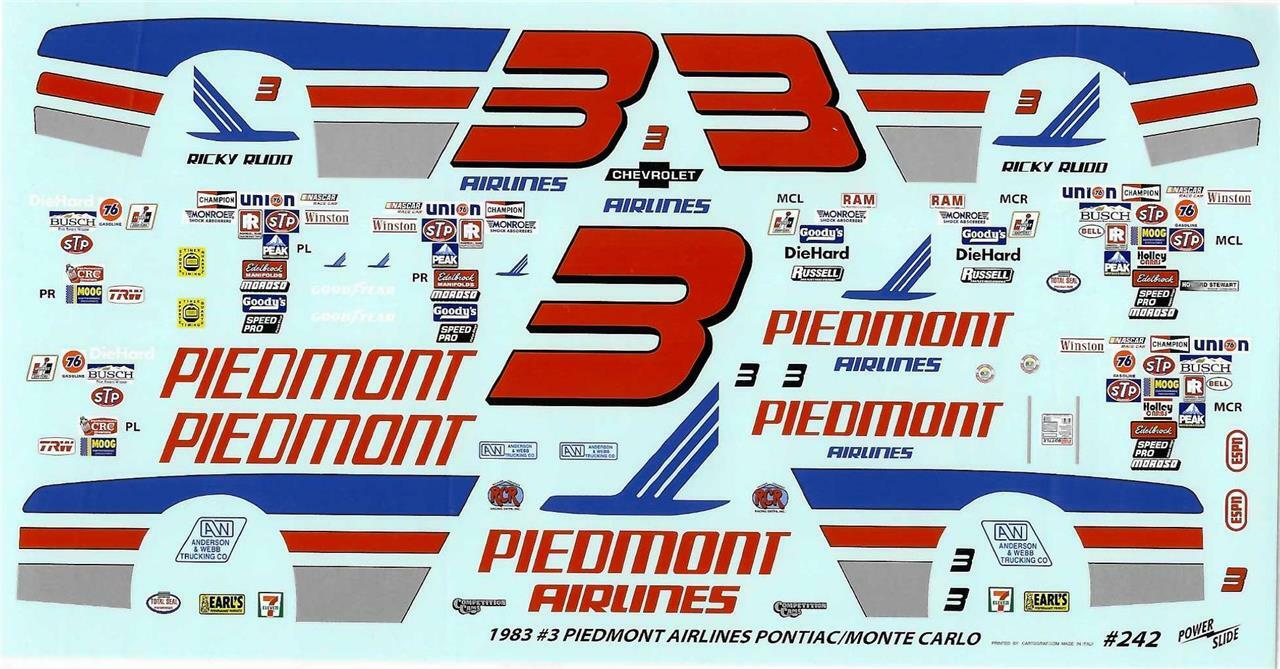Powerslide 242 #3 Piedmont 1983 Ricky Rudd 1/24 Decal Nascar | eBay