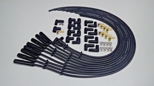 UNIVERSAL 8.5MM SPARK PLUG LEAD KIT BLACK CERAMIC BOOT CHEV FORD ETC ...