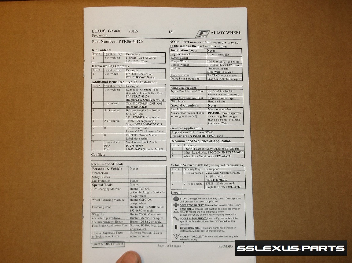 2012-2019 Lexus GX460 F-Sport Wheels Set w/ F-Sport Install Kit PTR56 ...