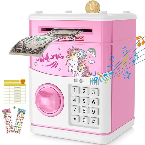 ATM Unicorn Piggy Bank Electronic Money Bank w/ Stickers Kids Toys ...