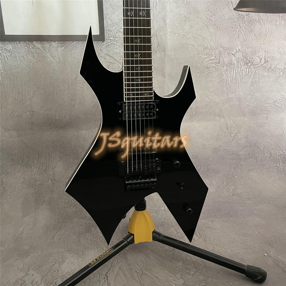7 String Warlock Extreme BC Style Black Electric Guitar Skull Inlay FR ...