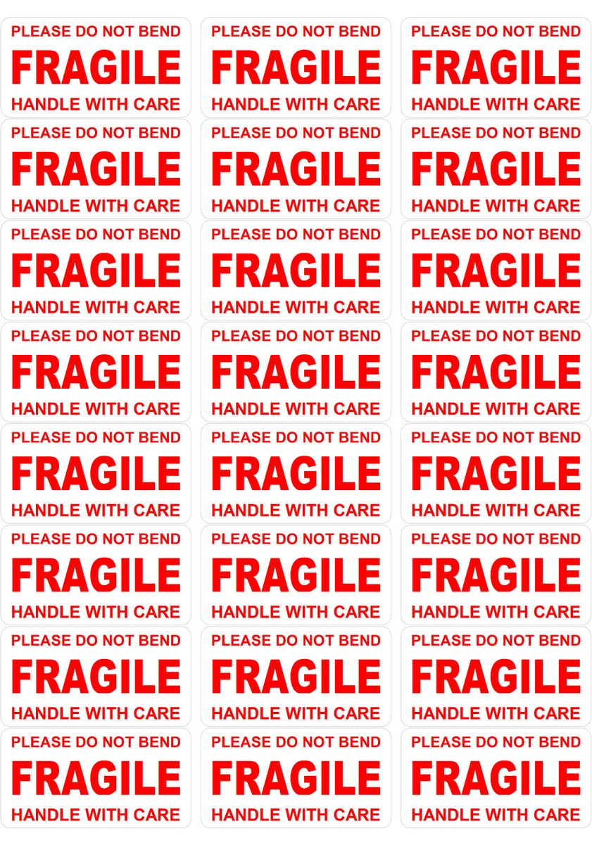 Fragile Do Not Bend Label