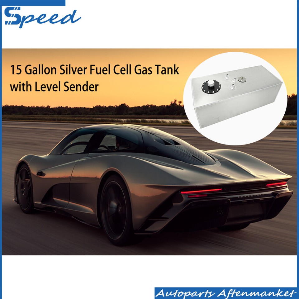 15 Gallon 60L Polished Aluminum Race Fuel Cell Gas Tank With Cap ...