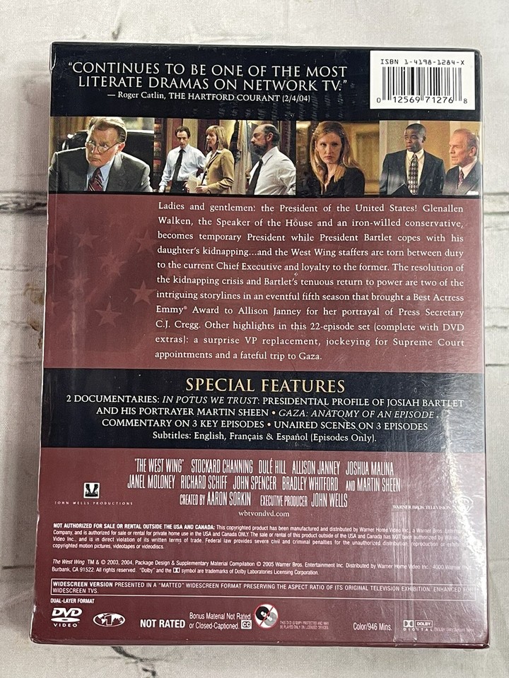 The West Wing The Complete Fifth Season 5 DVD Box Set BRAND NEW SEALED ...