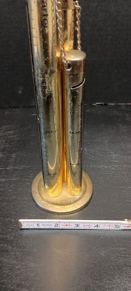 Vintage Cylinder Brass 3 Tube Coin Bank Locking Chain | eBay