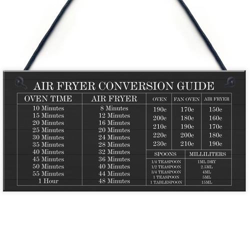 Air Fryer Conversion Sign Cooking Times Temp Oven Kitchen Hanging Decor ...
