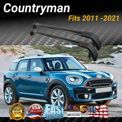 Fits Mini Countryman 11-21 Black Roof Rack Baggage Luggage Cross Bar ...
