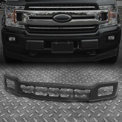 For 18-20 Ford F-150 Black Stamped Steel Front Bumper Face Bar w/Fog ...