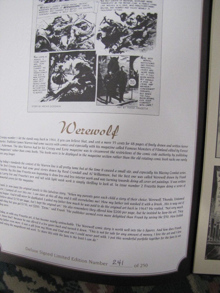 Frank Frazetta: Werewolf Portfolio, Signed # 241 LTD to 250 New with ...