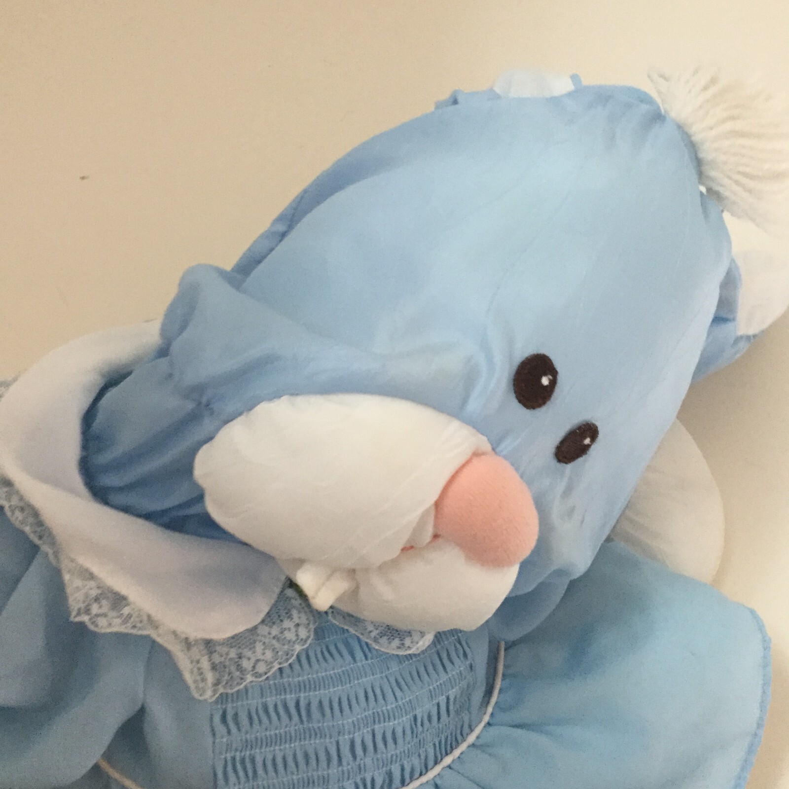 Fisher Price Puffalumps Blue Nylon Bunny Rabbit Smocked Dress Vtg 1986 ...