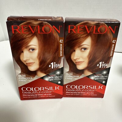 Revlon Color Silk Hair Color Set Of 2 #42 Medium Auburn Permanent 3D ...