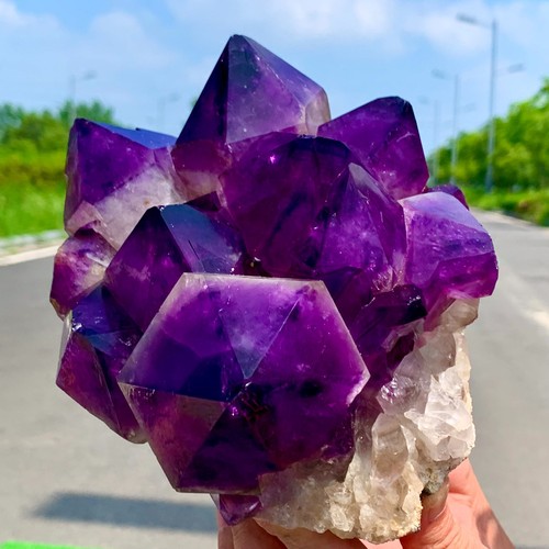 5.38LB Natural Amethyst geode quartz cluster crystal specimen Healing ...