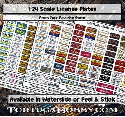 1:24 Scale License Plates in Your State - Mini Decals for Models ...