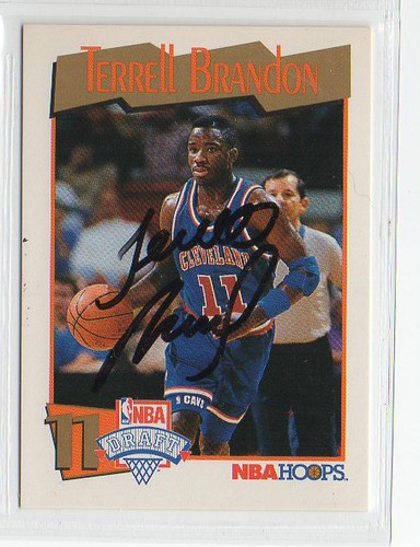 Terrell Brandon 1991 1992 Hoops signed autographed card Cleveland Cavs ...