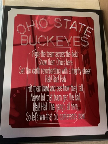 OHIO STATE BUCKEYES FIGHT SONG PLAQUE or CARMEN OHIO PLAQUE. 8” X 10 ...