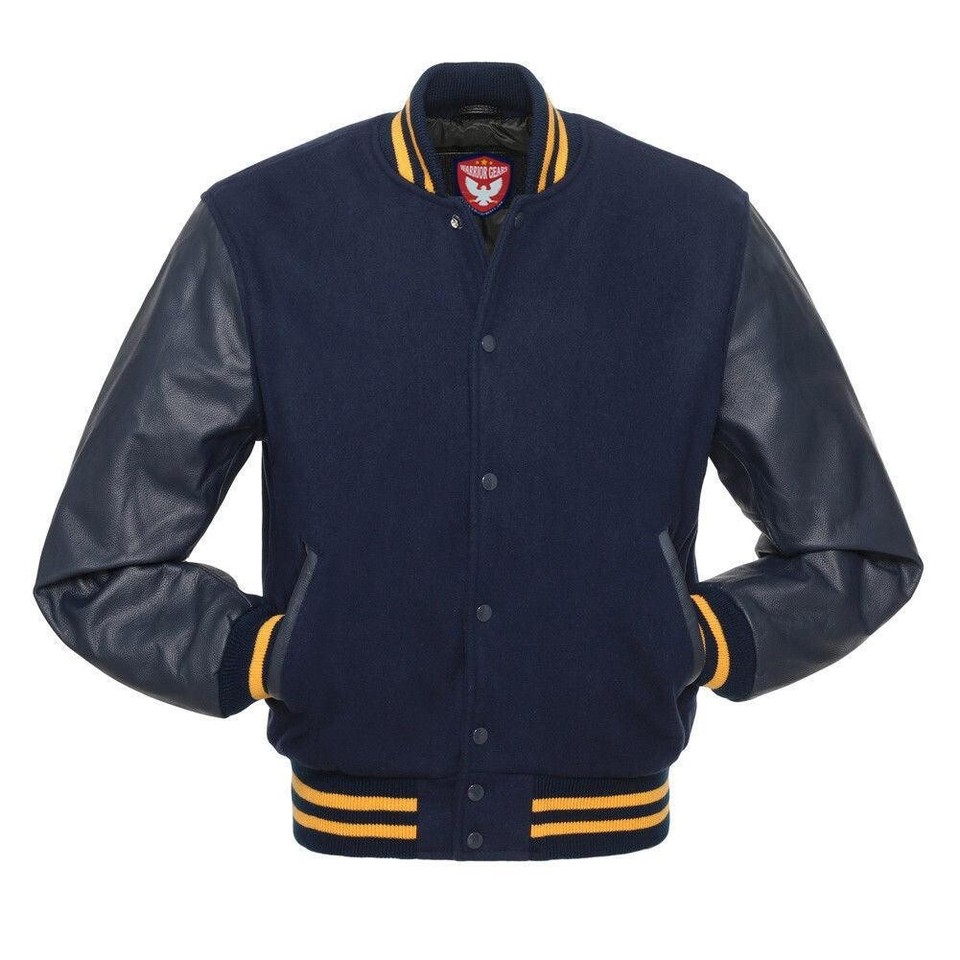 WARRIOR Classic Varsity Letterman Bomber WooL & Original Cowhide ...