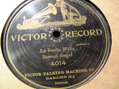 Pre Matrix VICTOR Record 1901 ANNOUNCED Samuel SIEGEL Mandolin La ...
