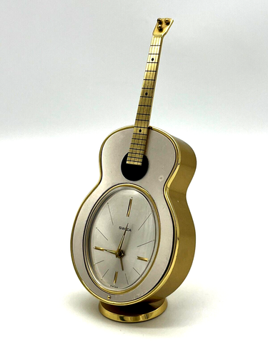 Vintage 1950's SWIZA 7" Guitar Music Box Alarm Clock SWISS 7-JEWELS ...