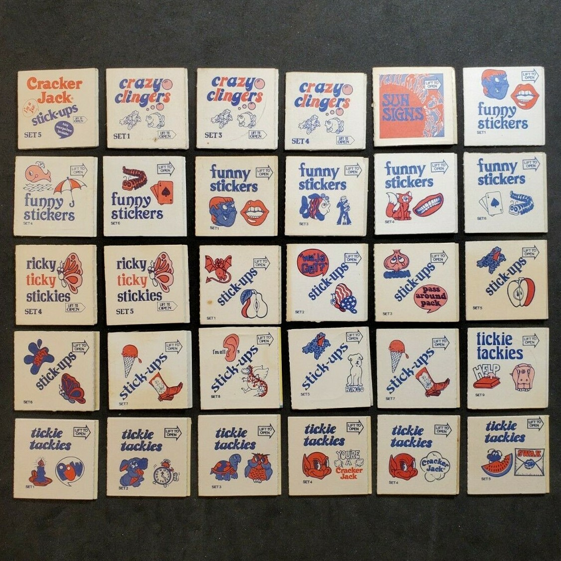 1970s Sticker Pack Series (30 diff.) VINTAGE CRACKER JACK PRIZES Z1368 ...