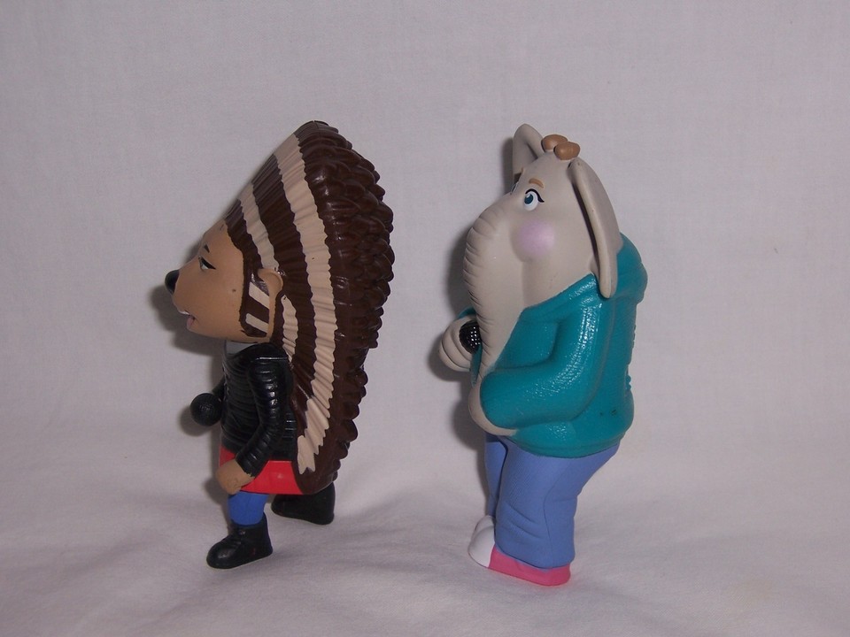 2 Mcdonalds Sing Movie Figures Ash Hedgehog Not Working Meena Elephant ...