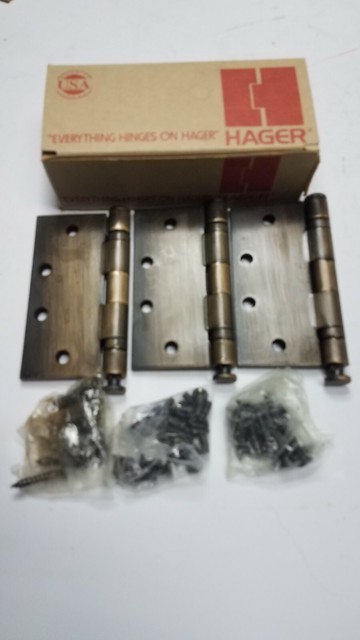 HAGER 010029 BB1279 4.5" .5" FULL MORTISE HINGE 3 PACK OIL RUBBED ...