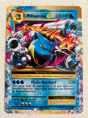POKEMON CARD - M MEGA BLASTOISE EX - 220 HP - 2016 - 22/108 - RARE ...