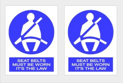 Seat Belt Sticker Large x 2 car, taxi,minibus, lorry,Van,Cafe ...