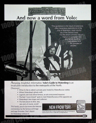 Forgotten Realms Volo's Guide to Waterdeep TSR 1992 Print Magazine Ad ...