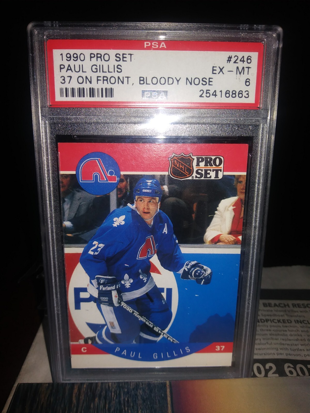1990-91 Paul Gillis Pro Set NHL # 246 Bloody Nose version error PSA 6 ...