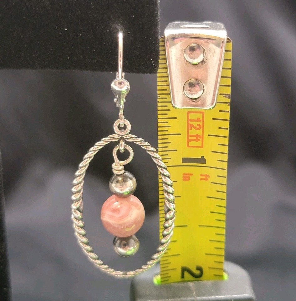 Carolyn Pollack Rope Framed Rhodochrosite Bead Dangle/Drop Silver ...