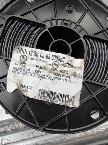 Machine Tool Wire Thhn 12 Str Cu 500SPC 500 ft Insulated Wire Black | eBay