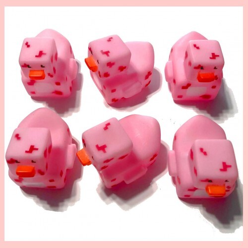 6 PINK PIXELATED CUBE BLOCKS CRUISING DUCKS RUBBER DUCKIES 2" CRUISE ...