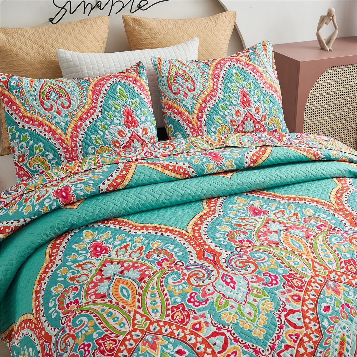 Turquoise And Orange Bedding Bedding Set Double BedOcean Turquoise