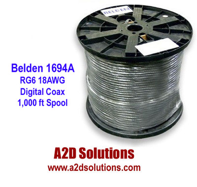 Belden 1694A - 1000' - HD/SDI 18AWG RG6 HD Digital Coaxial Cable BLACK ...