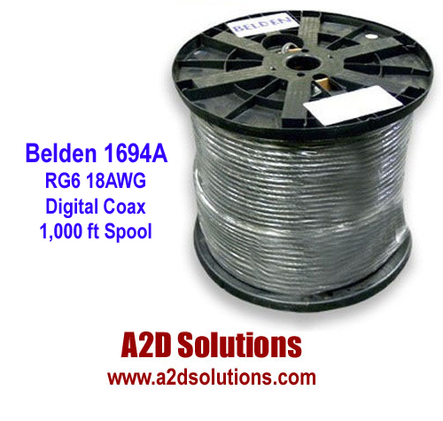 Belden 1694A - 1000' - HD/SDI 18AWG RG6 HD Digital Coaxial Cable BLACK ...
