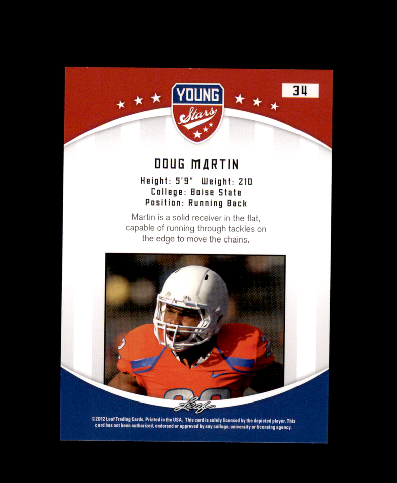 2012 Leaf Young Stars Draft #34 Doug Martin Boise State Tampa Bay ...