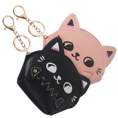 2pcs Kitten Coin Purse Keys Bag Cute Cat Wallet Cartoon Pouch Backpack ...