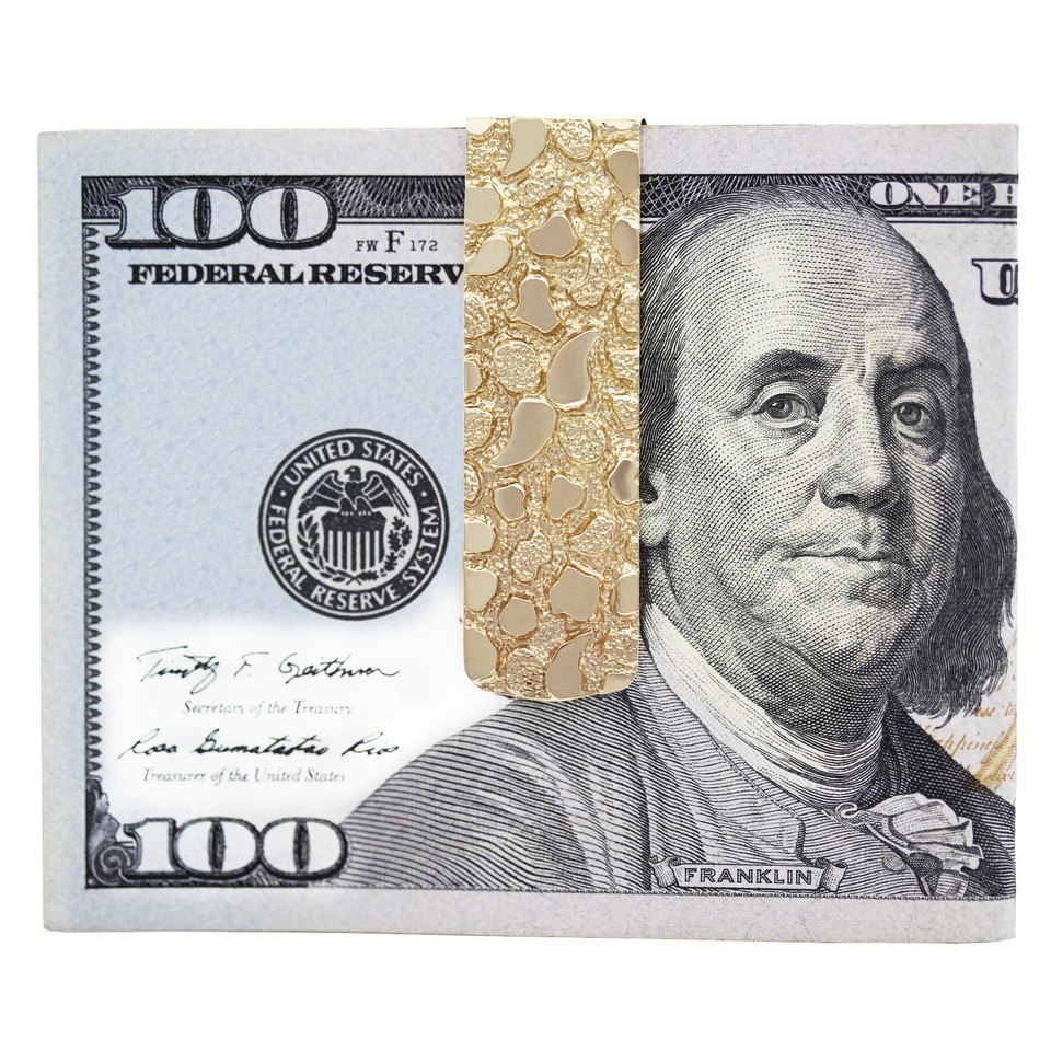Men's 14k Yellow Gold Nugget Money Clip Money Holder Wallet 1.9" 15-16 ...