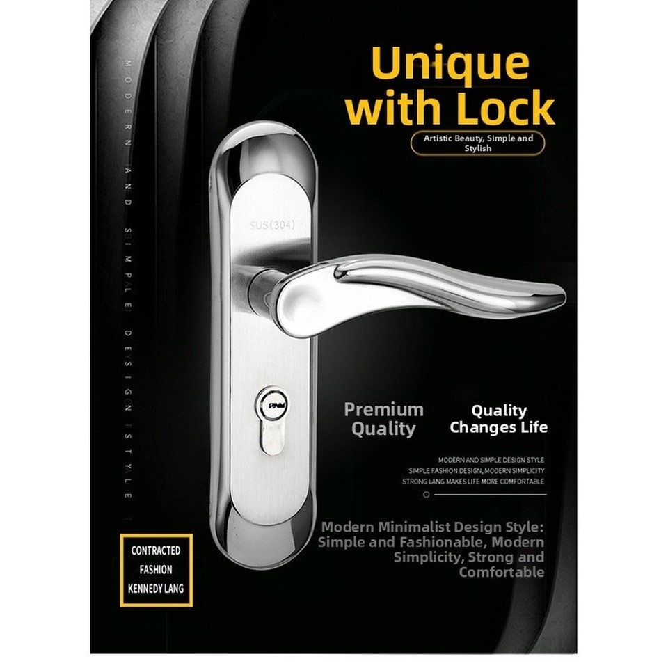 Stainless Door Lock 304 Stainless Steel Rust Resistant Sleek Minimalist ...