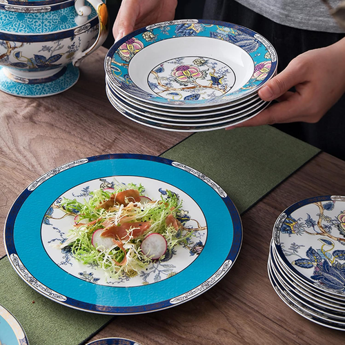 Bone China Dinnerware Set for 4, 12-Piece Vintage Floral Dinnerware Set ...