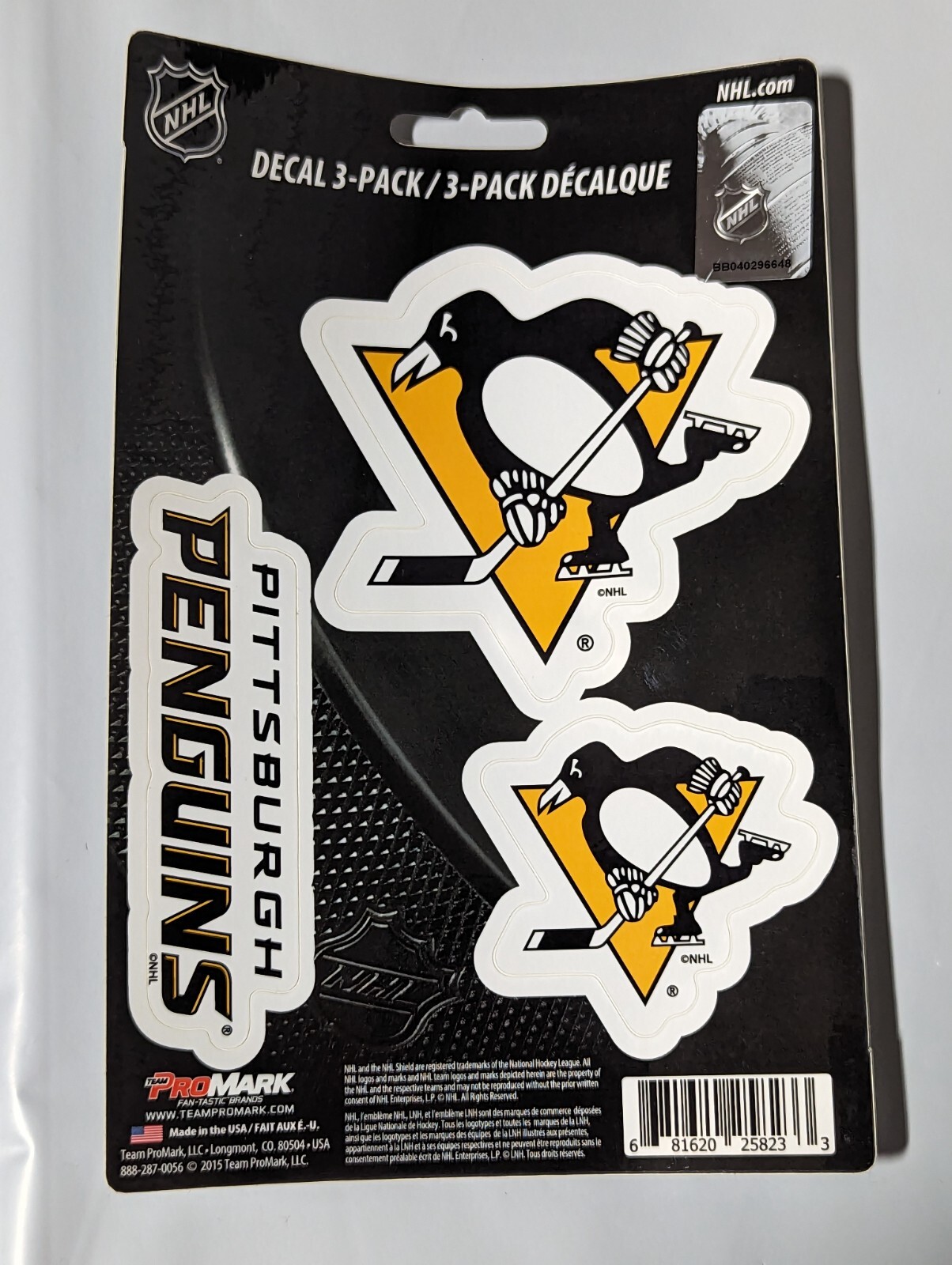 Pittsburgh Penguins 3-Pack Die-cut Decals Stickers Sheet Measures 5" x ...