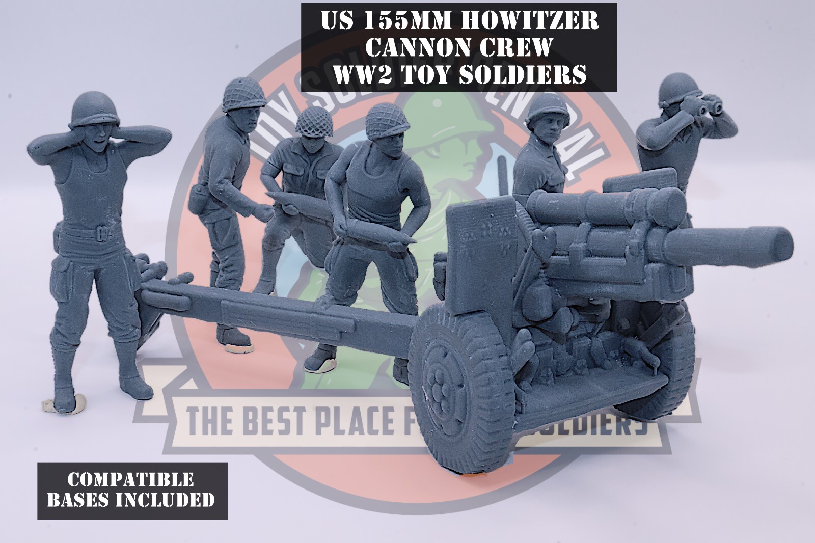 World War 2 Toy Soldiers - USA Howitzer Cannon Crew - 54mm - 1:32 - W ...