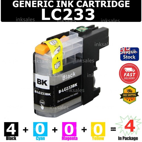 4x LC233 LC-233 Black Ink Cartridge For Brother J562DW J480DW J680DW ...