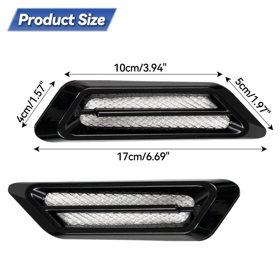 2Pcs Universal Cover Car Fender Side Decoration Air Flow Hood Scoop ...