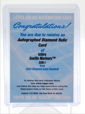 ICHIRO 2024 TOPPS DIAMOND ICONS AUTOGRAPHED DIAMOND RELIC AUTO /5 Q1940 ...