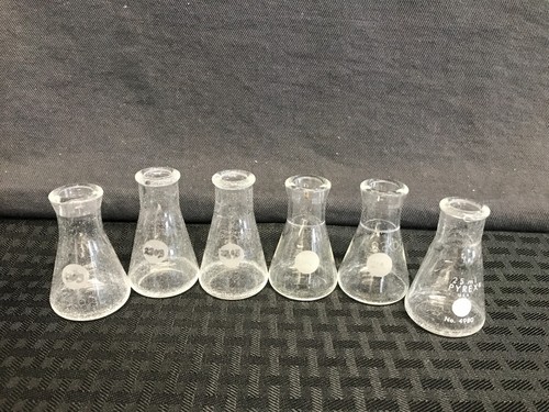 (6) PYREX Glass 25mL Plain Narrow Mouth Erlenmeyer Flask Heavy Duty Rim ...