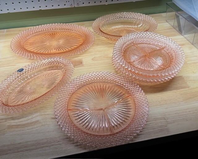 Miss America Pink Depression Glass Pieces plates, bowls, goblets, candy ...
