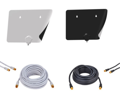 TV Digital Indoor Antenna Dual-Color Flat w/RG6 Coaxial Cable HDTV VHF ...