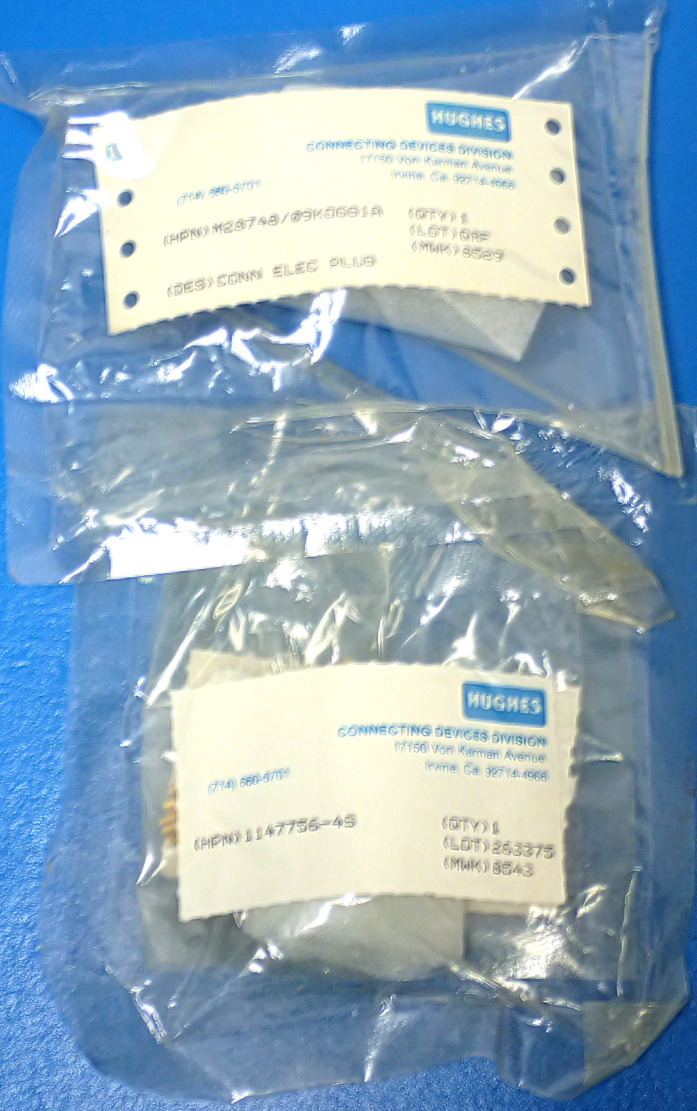 HUGHES MIL SPEC AIRCRAFT CONNECTOR M28748/09KOGG1A & 1147756-4S LOT OF ...